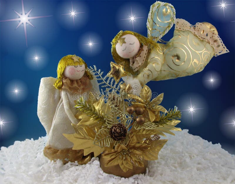 Two golden angels stock photo. Image of season, gold, ornament - 1731032