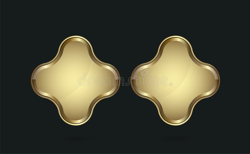 TWO Golden Button Vector Design in Shape with Premium Frame Vector ...