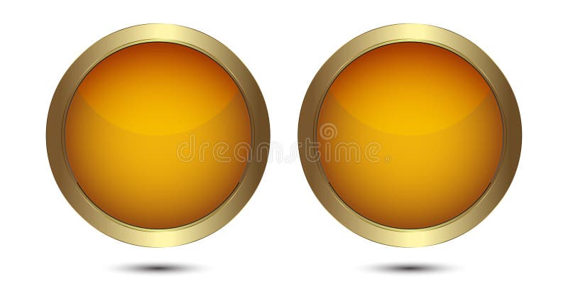 Two Golden Circle Buttons Vector for UI Buttons, Luxury Button Design ...