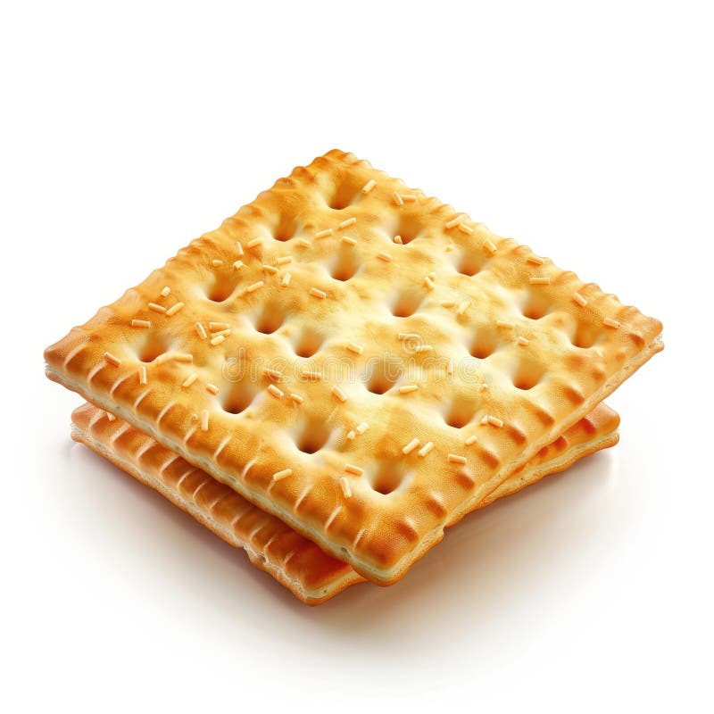 Delicious Crispy Crackers Stacked on White Background Stock ...