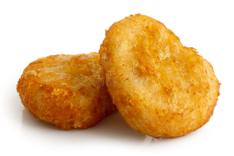 Two Golden Deep-fried Battered Chicken Nuggets Isolated on White Stock ...