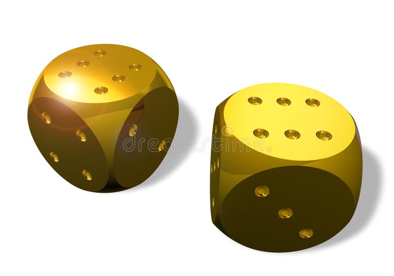 Always Winning Golden Dice Rolling Stock Illustration - Illustration of ...