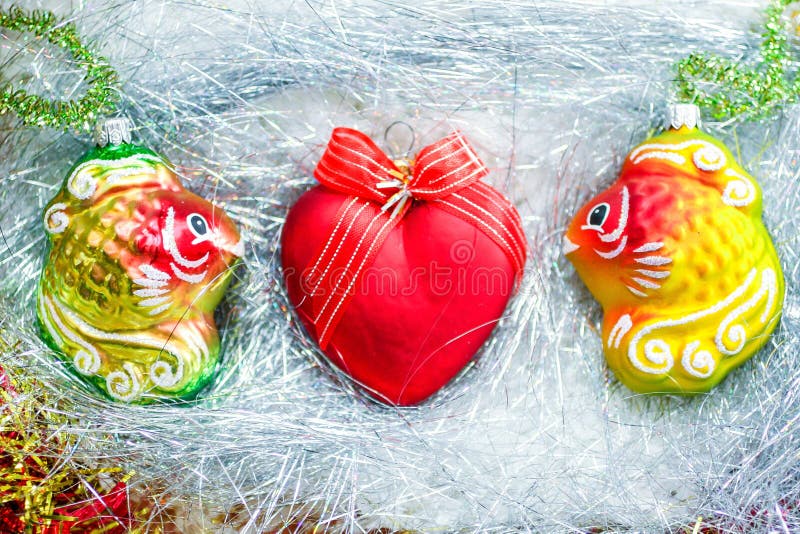 Two Golden Fishes with Heart Stock Photo - Image of holiday, valentine ...