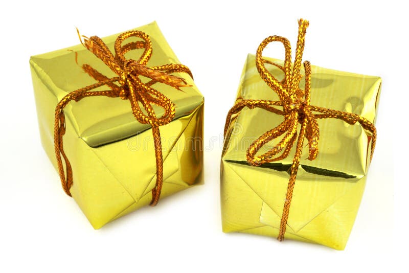 Two golden gifts stock photo. Image of christmas, isolation - 3040866