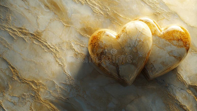 Two Golden Hearts on Marble Background Stock Illustration ...