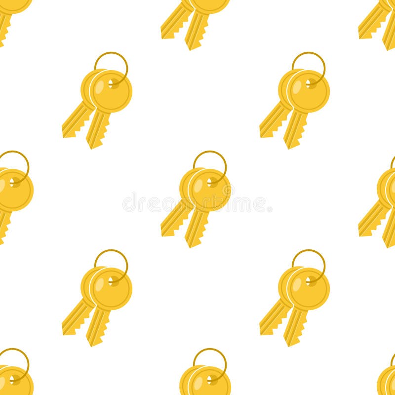 Two Golden Keys Icon Seamless Pattern Stock Vector - Illustration of ...