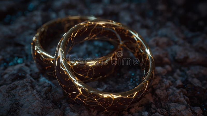 Two Golden Kintsugi Rings on a Textured Surface. Stock Video - Video of ...