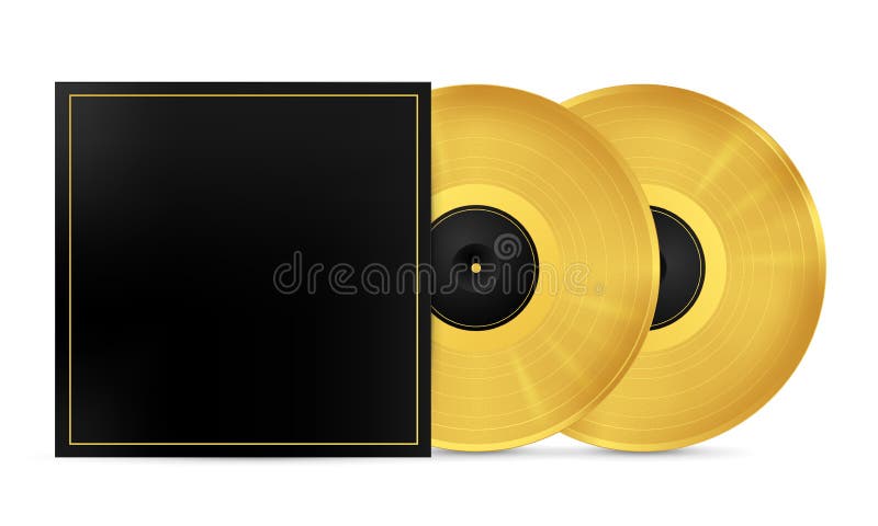 Two Golden Musical Vinyl Record in an Envelope. Vector Image on White ...