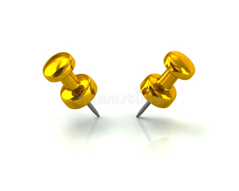Two golden push pins stock illustration. Illustration of needle - 90505428