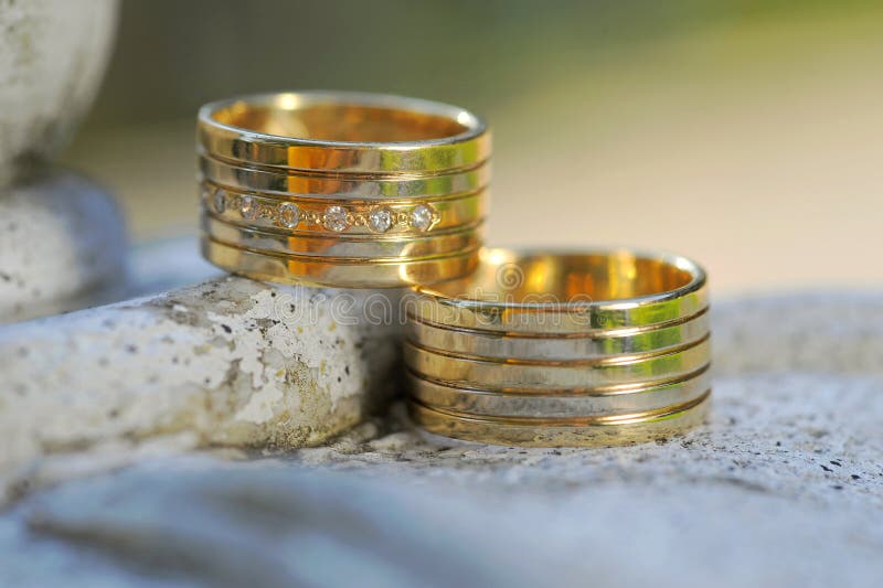 Two Golden Rings with Diamonds Stock Image - Image of isolated, jewelry ...