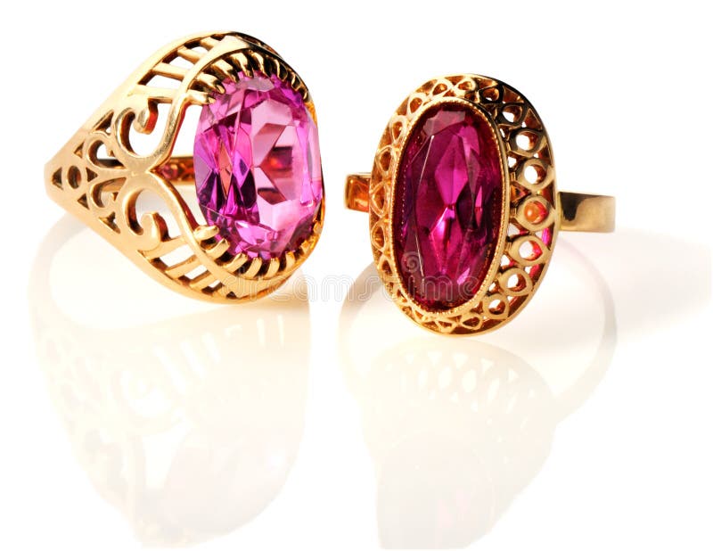 Two Golden Rings Over White Stock Image - Image of white, jewel: 10745121