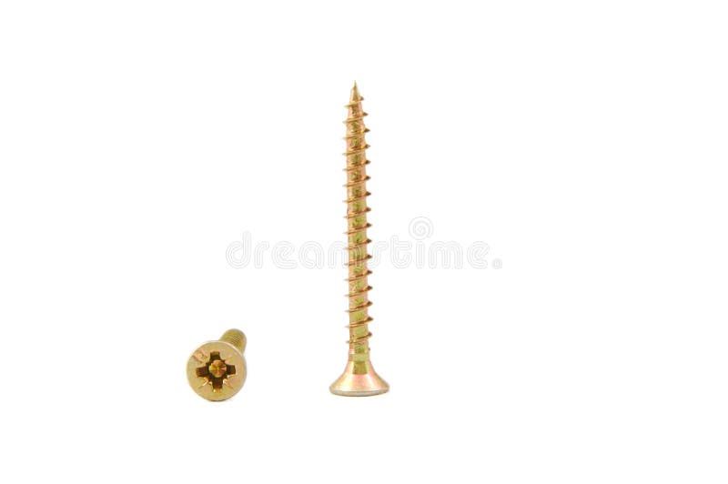 Two golden screws stock image. Image of detail, fasteners - 48478591