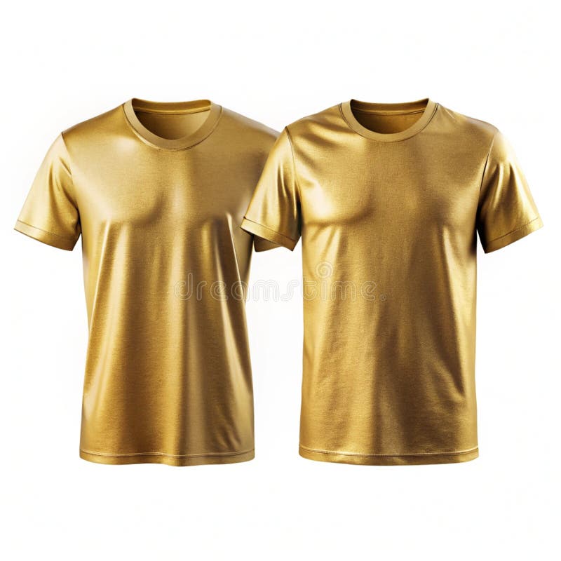 Two Golden TShirts Front and Back Mockup Stock Illustration ...