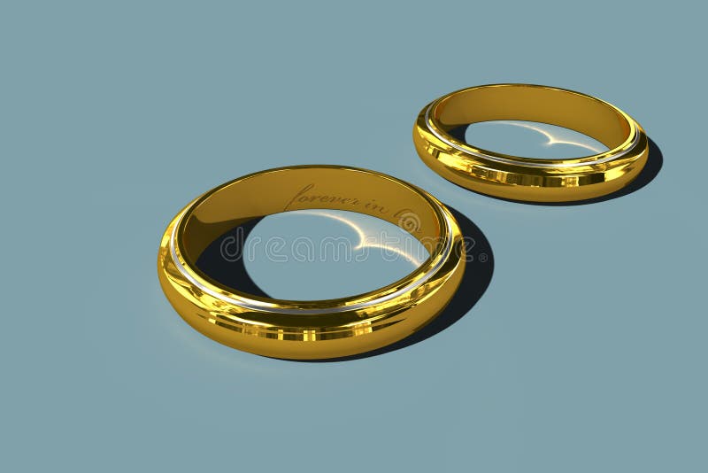 Two golden wedding rings stock illustration. Illustration of sposalizio ...