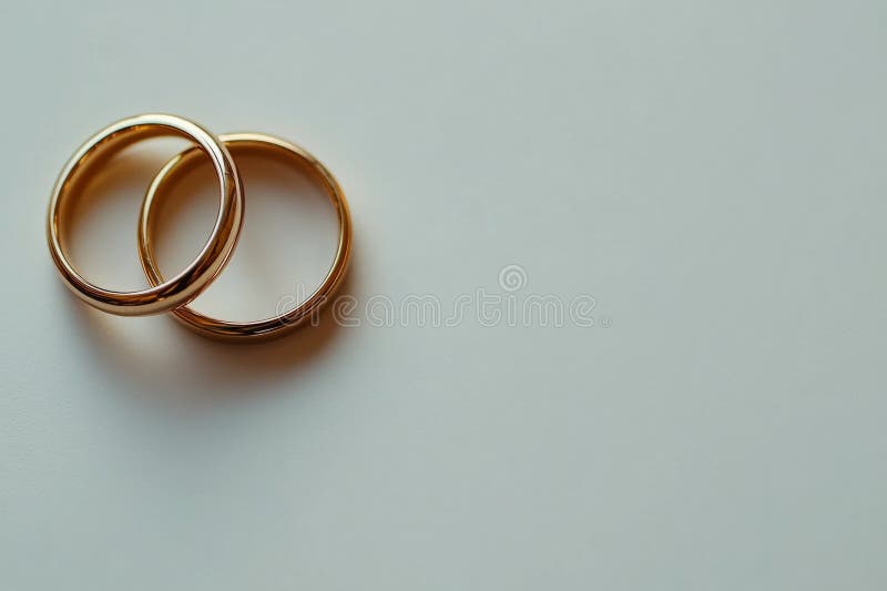 Two Golden Wedding Rings Resting on White Surface Stock Photo - Image ...