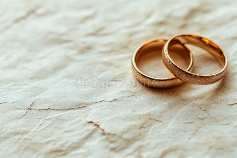 Two Golden Wedding Rings Resting on White Surface Stock Photo - Image ...