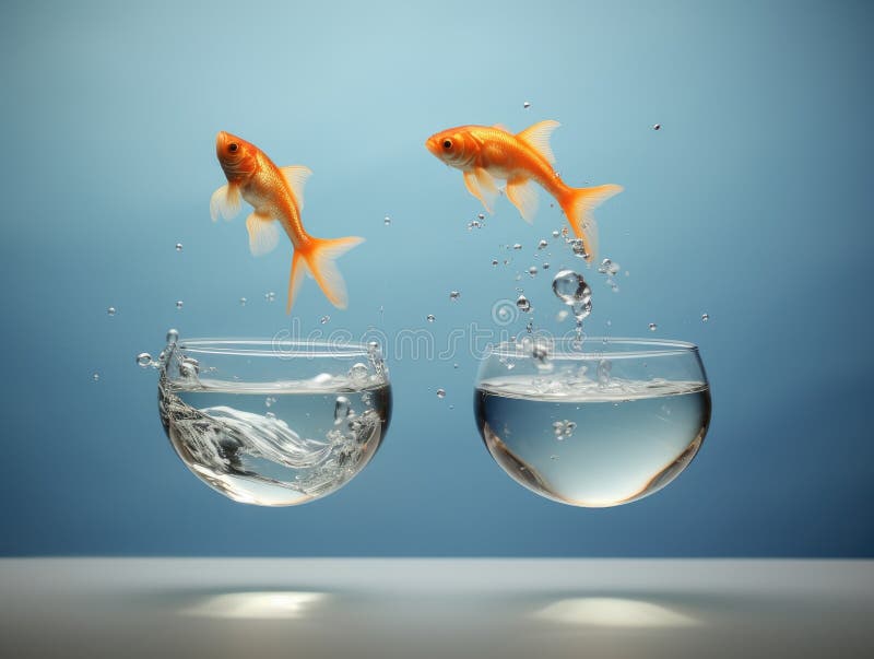 Two Goldfish Jumping into One Another Stock Image - Image of aquatic ...