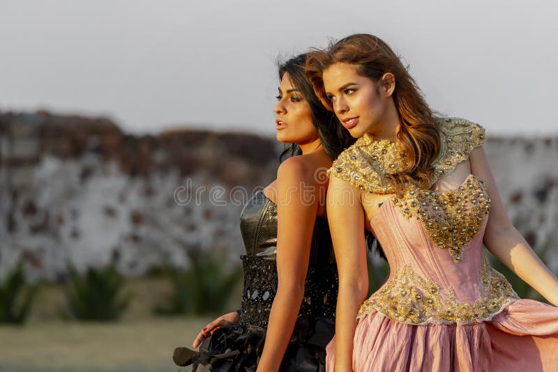 Two Lovely Hispanic Brunette Models Pose Outdoors on a Mexican Ranch ...