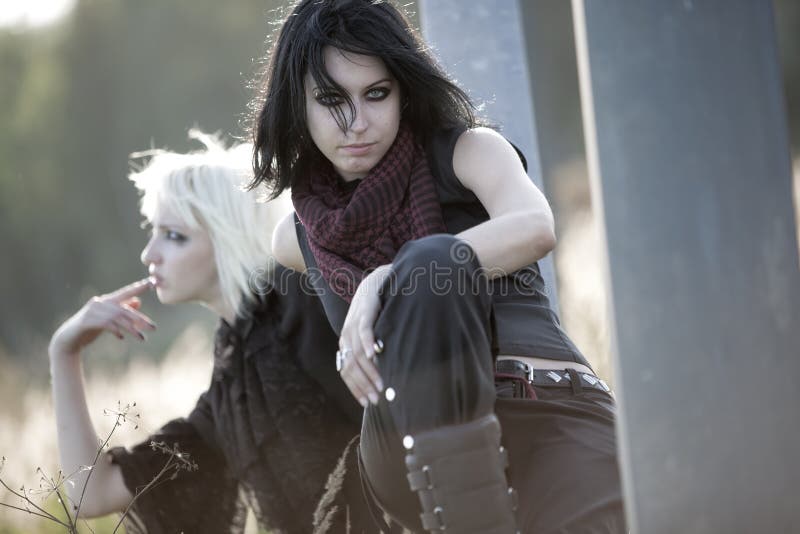 Two goth women stock photo. Image of exhausted, gothic - 10964732