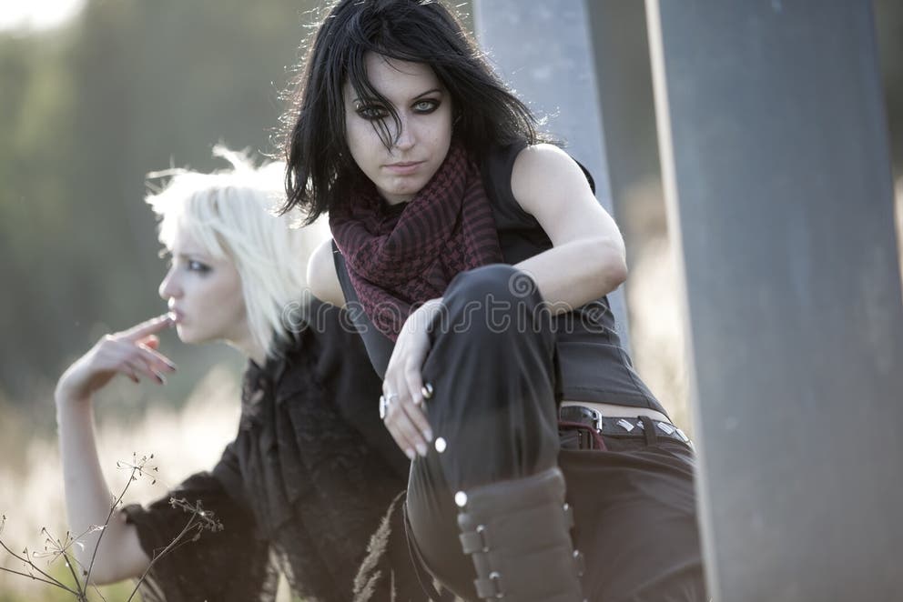 Two goth women stock photo. Image of exhausted, gothic - 10964732