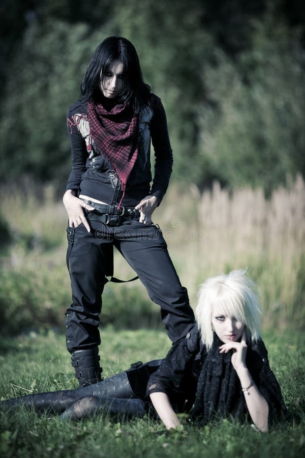 Two Goth Women at the Columns Stock Image - Image of female, urban ...