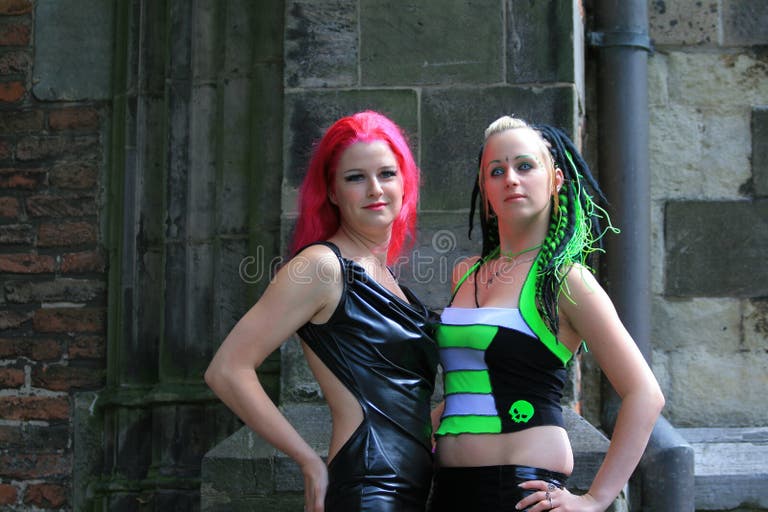 Two gothic girls standing editorial stock image. Image of dark - 15962319