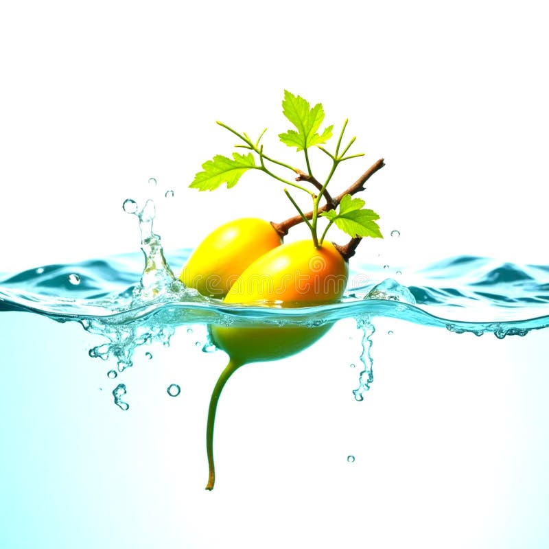 Two Gourd-shaped Objects, One Yellow and One Green, Float Partially ...