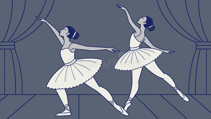 Two Graceful Ballerinas Performing Together, Vector Design Generative AI Stock Vector ...