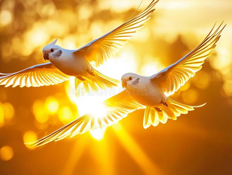 White Sunset, Sunset Pair stock illustration. Illustration of parakeet ...