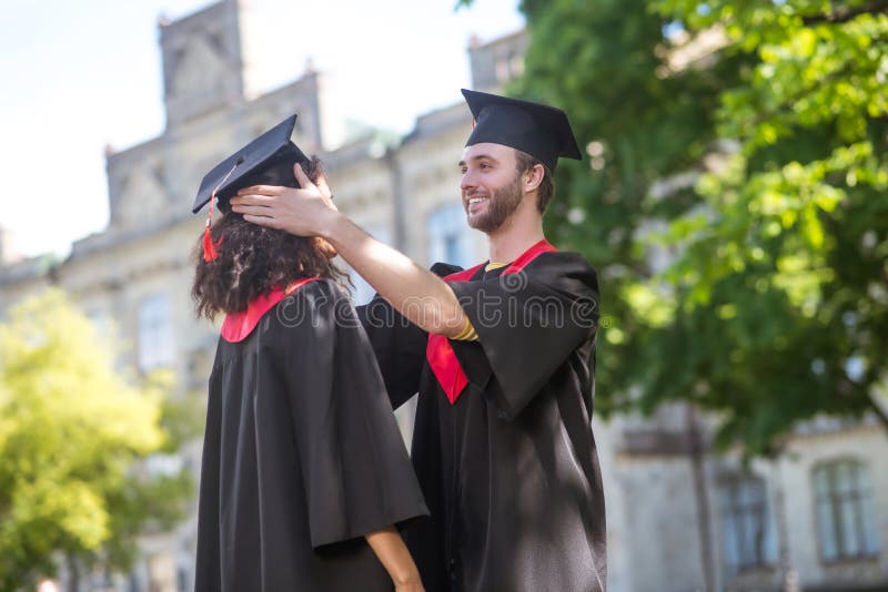 Two Graduates Feeling Excited after Graduation and Looking Happy Stock ...