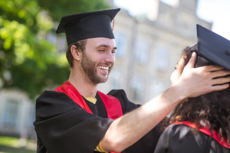 Two Graduates Feeling Excited after Graduation and Looking Happy Stock ...