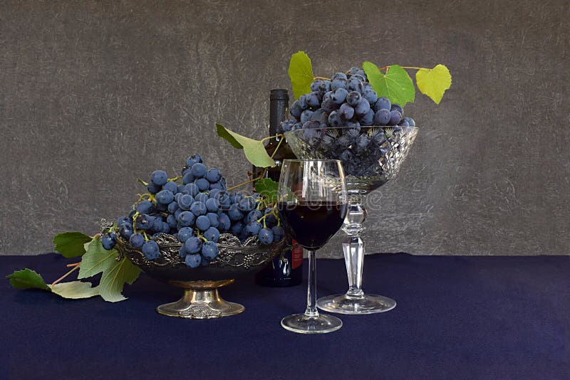 Two Grapes and a Glass of Wine Stock Image - Image of event, french ...