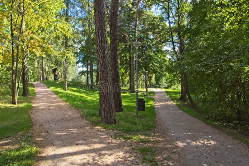 Two Gravel Paths Joing in Park. Stock Photo - Image of outdoors, join ...