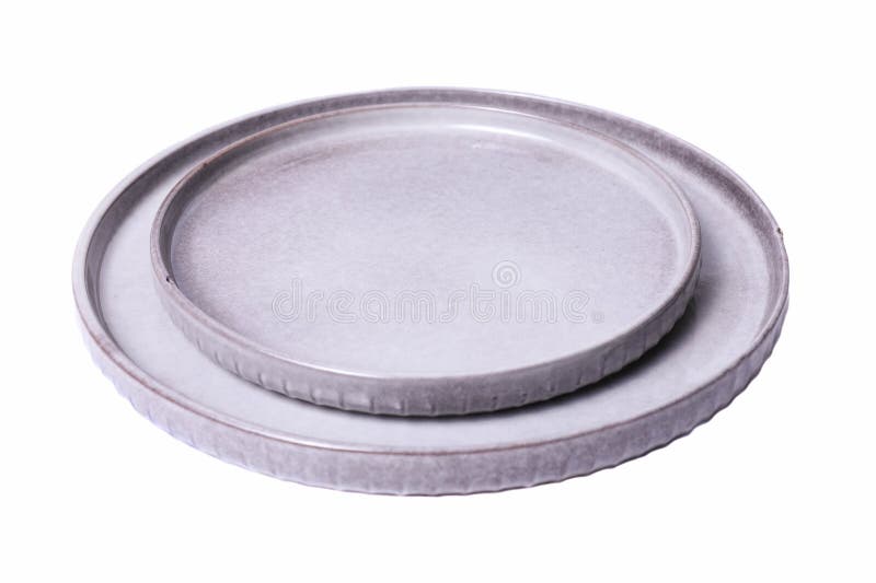Two Gray Ceramic Round Plates Stock Image - Image of side, isolated ...