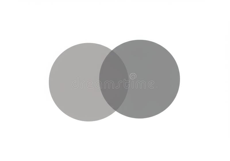 Two Gray Circles Overlapping Isolated on White Background Stock ...