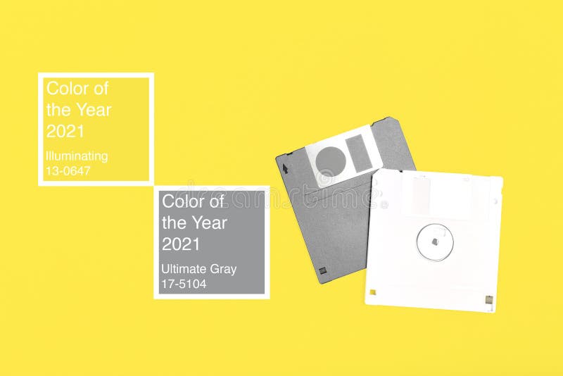 Two Gray Computer Floppy Disks on Yellow Editorial Stock Image - Image ...