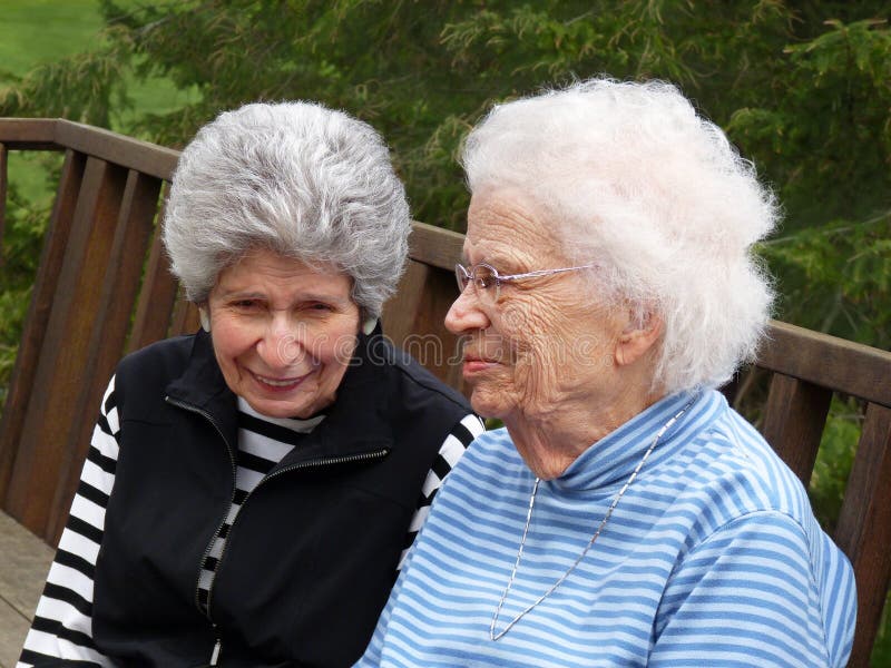 Two gray-haired women stock photo. Image of senior, wrinkle - 24406488