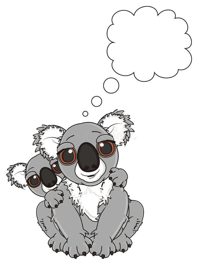 Koala in thinking gesture stock vector. Illustration of drawing - 99026297