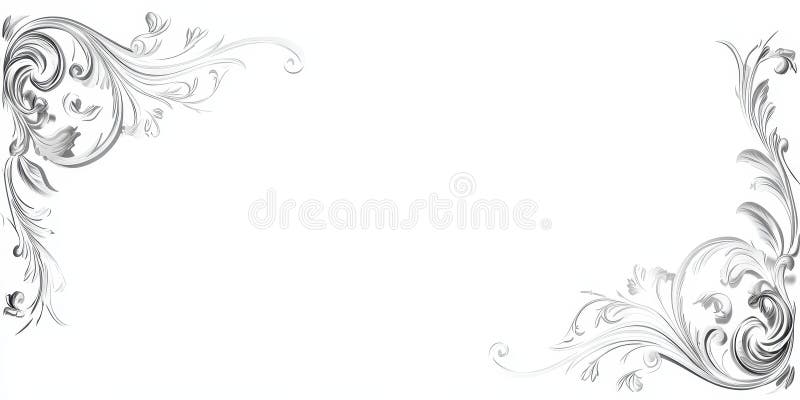 Two Gray Ornamental Swirls on White Background Stock Illustration ...