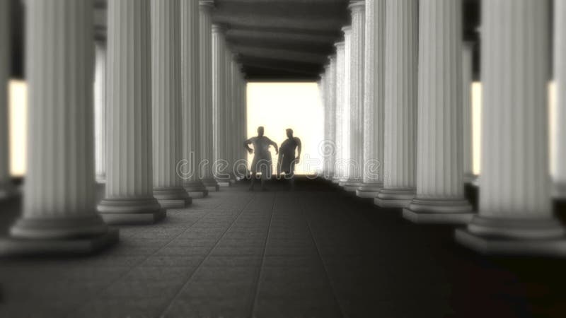 Two Greek Roman Senators Talking Inside of a Greek Roman Temple Stock ...