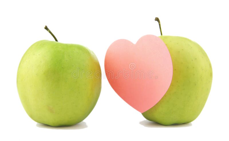 Two Green Apple with Sticker Stock Image - Image of food, shape: 26317279