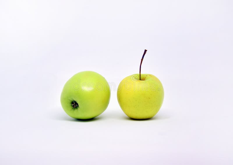 Two Green and Yellow Apples. Apples on White Background. Stock Image ...