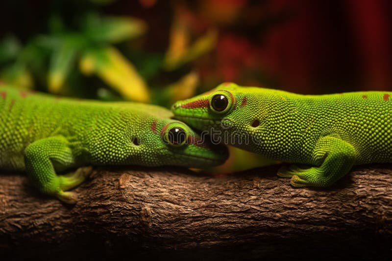 Two green gecko stock image. Image of beautiful, primitive - 259902983