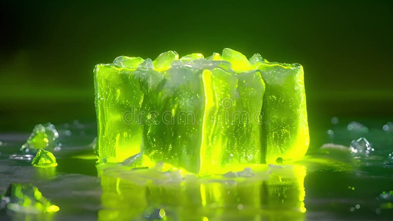 Two Green Ice Cubes on Water Puddle Stock Footage - Video of drops ...