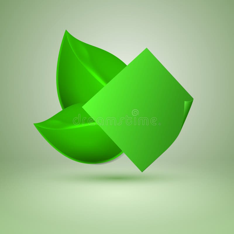 Two Green Leaves. Label with Place for Text. Stock Vector ...