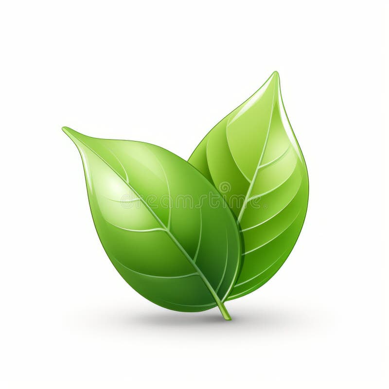 Two Green Leaves on a White Background Stock Illustration ...