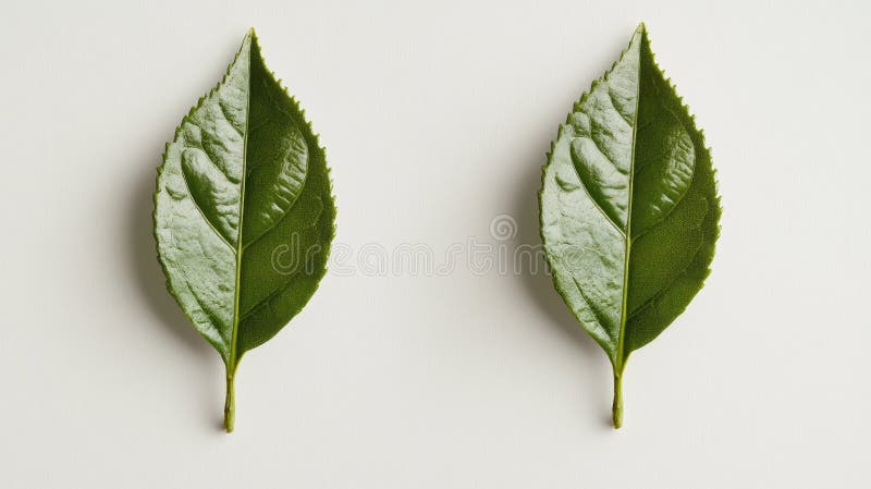 TWO GREEN LEAVES on a WHITE BACKGROUND Stock Illustration ...
