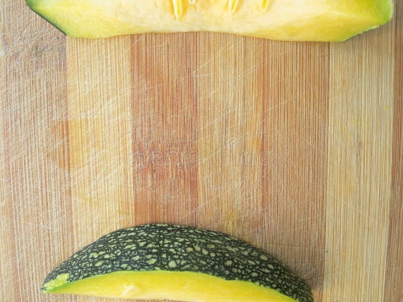 Two green pumpkin pieces stock photo. Image of line, harvest - 69410932
