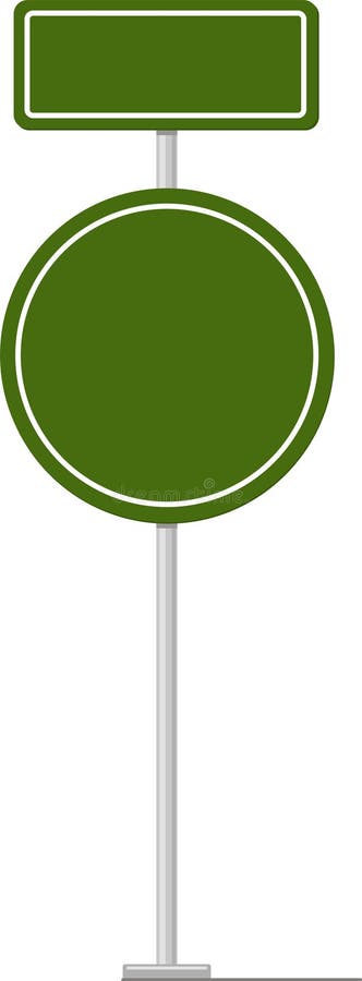 Two Green Road Signs, One Rectangular and One Circular, are Mounted on ...