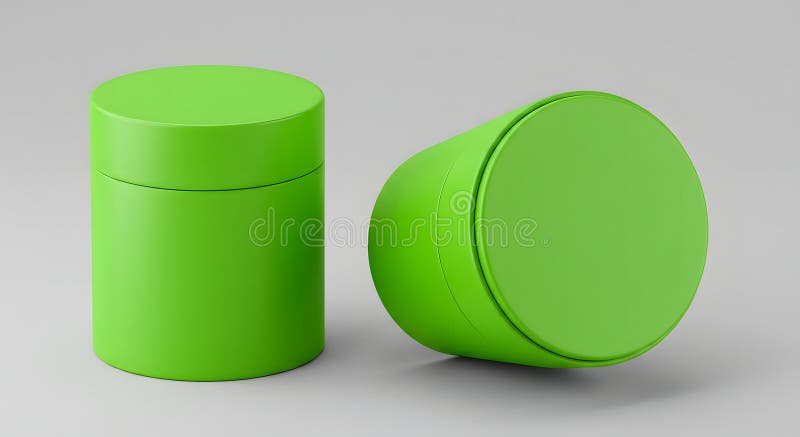 Two Green Round Boxes Mockup on Gray Background Product Packaging Stock ...
